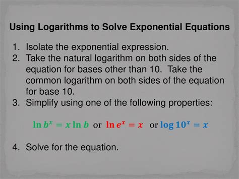 PPT Exponential And Logarithmic Equations PowerPoint Presentation Free Download ID