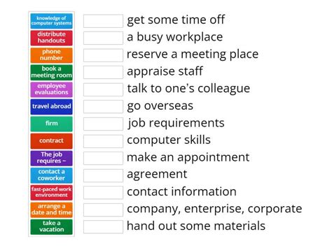 Paraphrasing Expressions Related To Job And Work Une Las Parejas