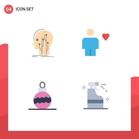4 Thematic Vector Flat Icons And Editable Symbols Of Data Human Knowledge Body Toy Editable
