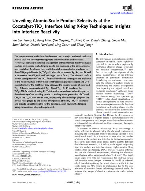 Unveiling Atomic‐scale Product Selectivity At The Cocatalyst‐tio2 Interface Using X‐ray