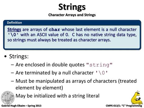 Ppt Cmpe 013l Arrays And Strings Powerpoint Presentation Free Download Id2096650