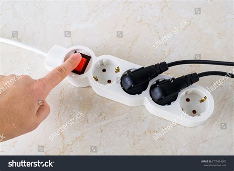 Woman Hand Going Push Power Button Stock Photo Shutterstock