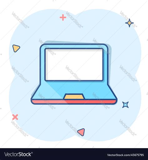 Cartoon Laptop Computer Icon In Comic Style Vector Image