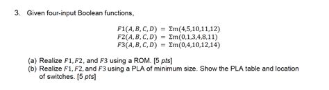 Solved 3 Given Four Input Boolean Functions F1a B C D