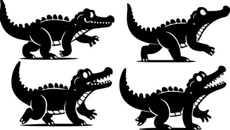 Cartoon Crocodile Walk Cycle Animatie Frames Silhouette Loop Animatie