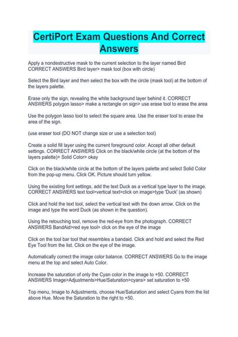 Certiport Exam Questions And Verified Answers Guaranteed Success Stuvia Us