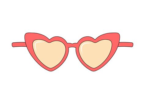 Heart Shaped Sunglasses Groovy Retro Fashion Style Vector