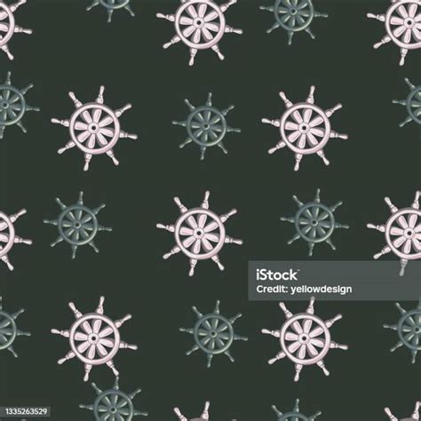 회색과 파란색 선박 투구 장식 해적 스타일의 오래된 빈티지 매끄러운 패턴 어두운 배경 고풍스런에 대한 스톡 벡터 아트 및 기타