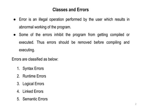 Classes And Errorspdf