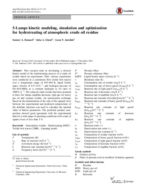 Pdf 5 Lumps Kinetic Modeling Simulation And Optimization For