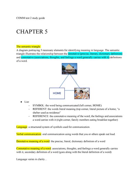 COMM Test Study Guide COMM Test Study Guide CHAPTER The Semantic Triangle A Diagram