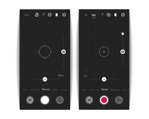 Ui Ux Design Camera App For Mobile Shooting Modes Vector Image