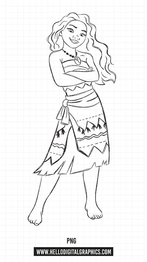 1696 Disneyy Princess Moana Sketch Pack Bundle Png Moana Outline Png Doodle Clipart Vector