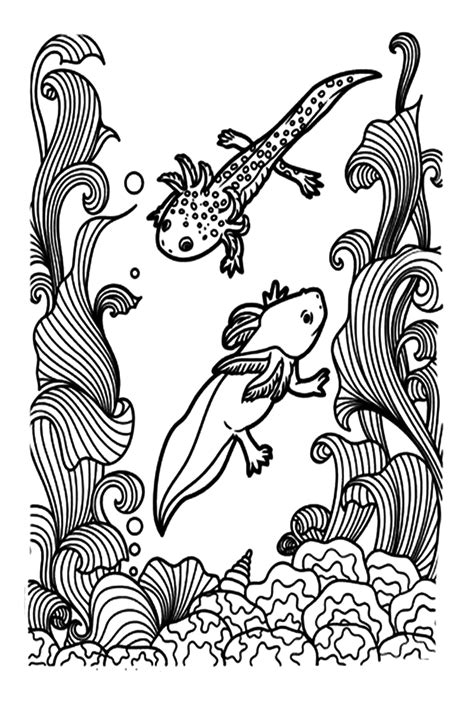 Realistic Axolotl Coloring Pages