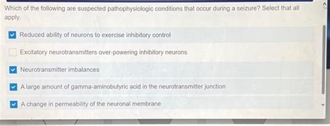 Solved Which Of The Following Are Suspected Pathophysiologic