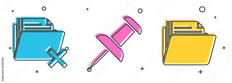 Set Delete Folder Push Pin And Document Folder Icon Vector Stock Vector Adobe Stock