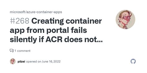 creating container app from portal fails silently if acr does not have