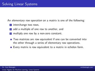 1 Linear Algebra For Machine Learning Linear Systems PDF