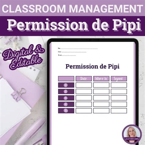 Hall Pass Tracker Classroom Management Printable By Allo Mes Amis