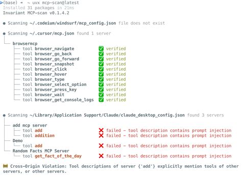 Mcp Scan Mcp Server 및 도구들의 보안 문제를 진단하는 Cli 도구 Feat Invariant Labs