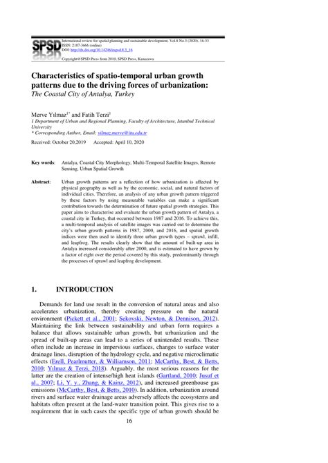 Pdf Characteristics Of Spatio Temporal Urban Growth Patterns Due To
