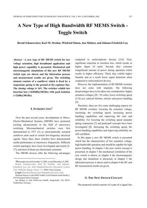 pdf a new type of high bandwidth rf mems switch toggle switch
