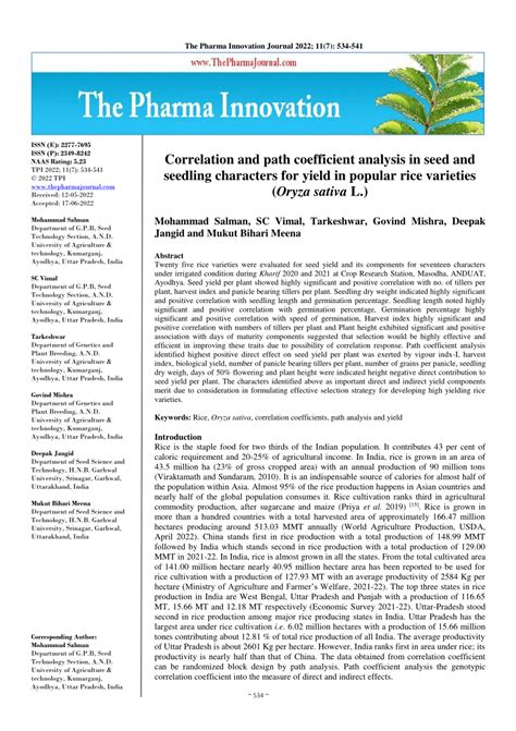 pdf correlation and path coefficient analysis in seed and seedling