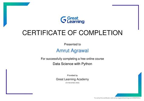 Amrut Agrawal On Linkedin Greatlearningacademy Datascience Python Learning Glacertificate