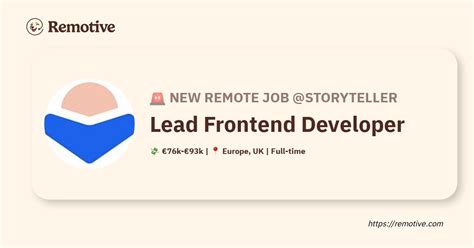 Remotive On Linkedin Hiring Lead Frontend Developer Storyteller