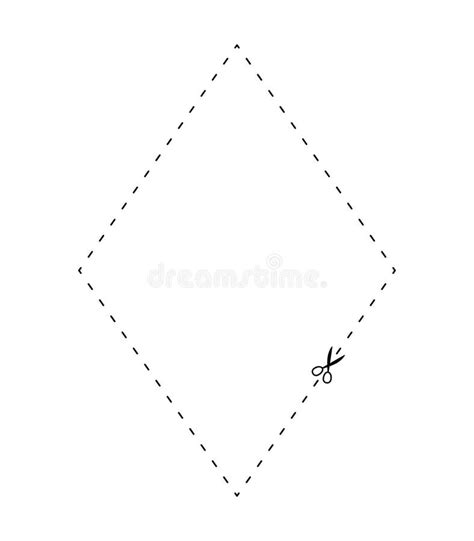 scissors on dashed line rhombus shape dash line and scissors dash