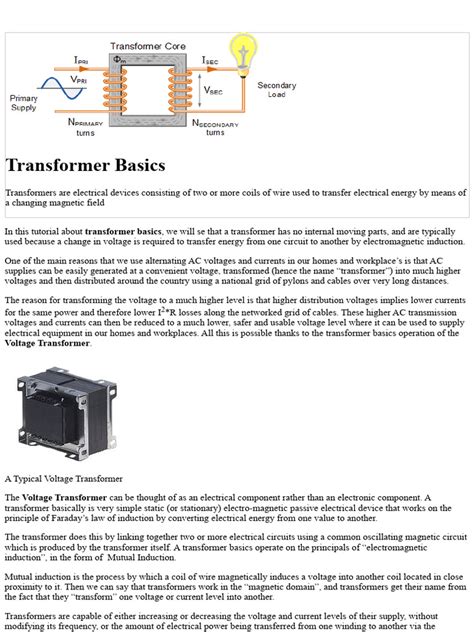 Transformer Basics And Transformer Principles Pdf Transformer Inductor