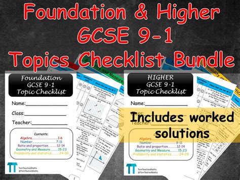 Maths GCSE Revision Topic Checklist Bundle Teaching Resources