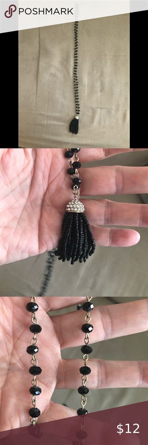 Black Tassel Necklace Black Tassel Necklace Pink Shell Necklace
