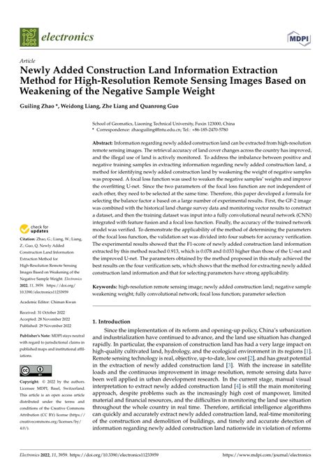 Pdf Newly Added Construction Land Information Extraction Method For High Resolution Remote