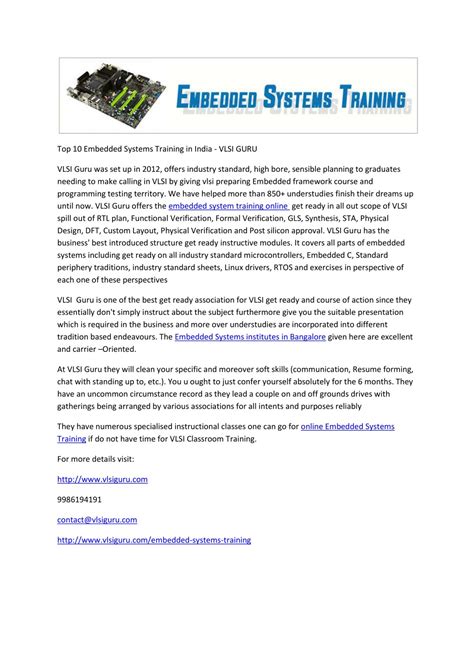 Ppt Top Embedded Systems Training In India Vlsi Guru Powerpoint Presentation Id