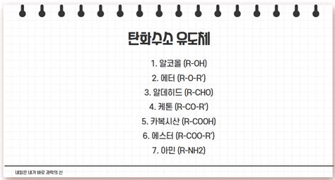 탄화수소 유도체 알코올 에터 알데히드 케톤 카복시산 에스터 아민