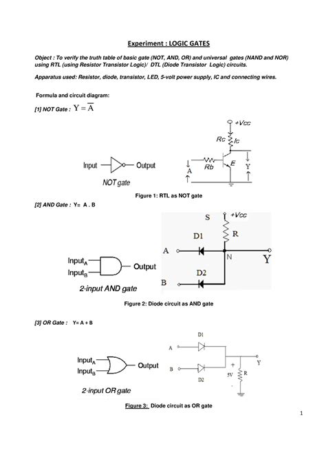 Logic Gates 1 Rtl Dtl New Experiment Logic Gates 1 Object To Verify The Truth Table Of