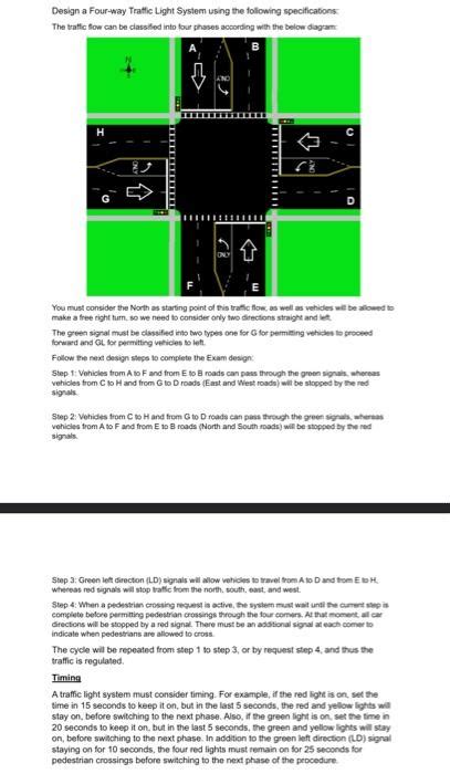 Solved Four Way Traffic Light System Design A Four Way
