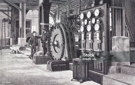 threephase dynamo in a factory stock illustration download image now