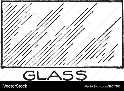 Mechanical Drawing Cross Hatching Of Glass Vector Image