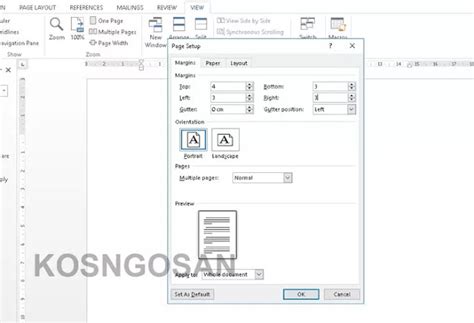 Cara Mengatur Margin Di Word 2007 2010 2013 Dan 2016 Lengkap Kosngosan