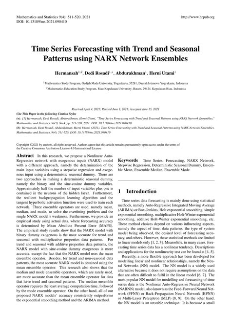 Pdf Time Series Forecasting With Trend And Seasonal Patterns Using