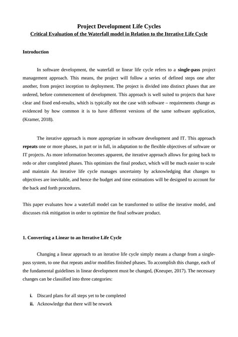 Solution Software Engineering Project Development Life Cycles 0acritical Evaluation Of The