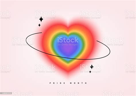 하트 그라데이션 무지개 Lgbtq 색상 및 별 반짝임이 있는 프라이드의 달 벡터 그림입니다 0명에 대한 스톡 벡터 아트 및 기타