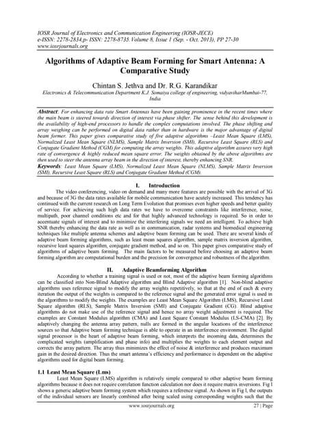 Adaptive Beamforming Algorithms Pptx Physics Science