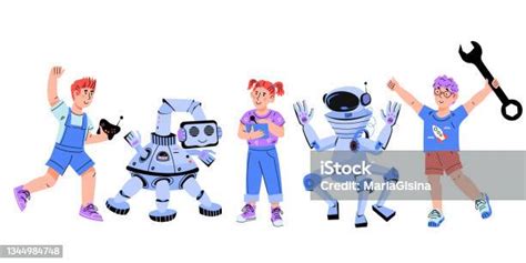 어린이 전자 로봇 공학 및 엔지니어링 교육 어린이 프로그래밍 로봇 로봇에 대한 스톡 벡터 아트 및 기타 이미지 로봇 만화