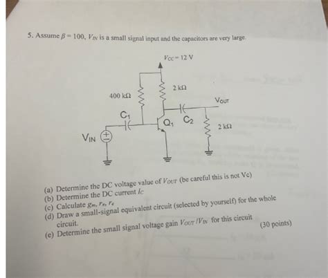 Solved Assume β100vin ﻿is A Small Signal Input And The