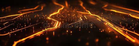 Illuminated Circuitry Abstract Glowing Pathways Of Digital Technology And Computer Chip Design