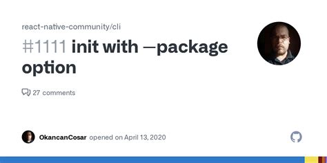 Init With Package Option Issue React Native Community Cli GitHub