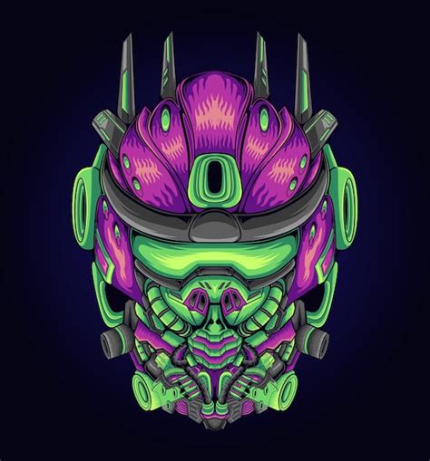 로봇 머리 마스코트 로고 디자인 봇 그림 프리미엄 벡터